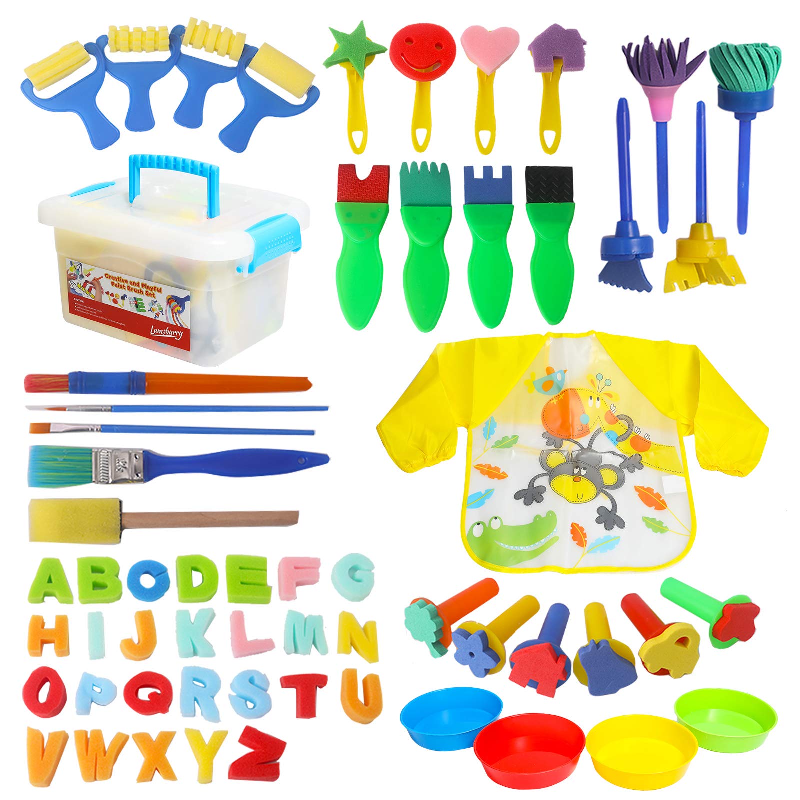 59pcs Kids Art & Craft Early Learning Painting Sponges Stamper Mini ...