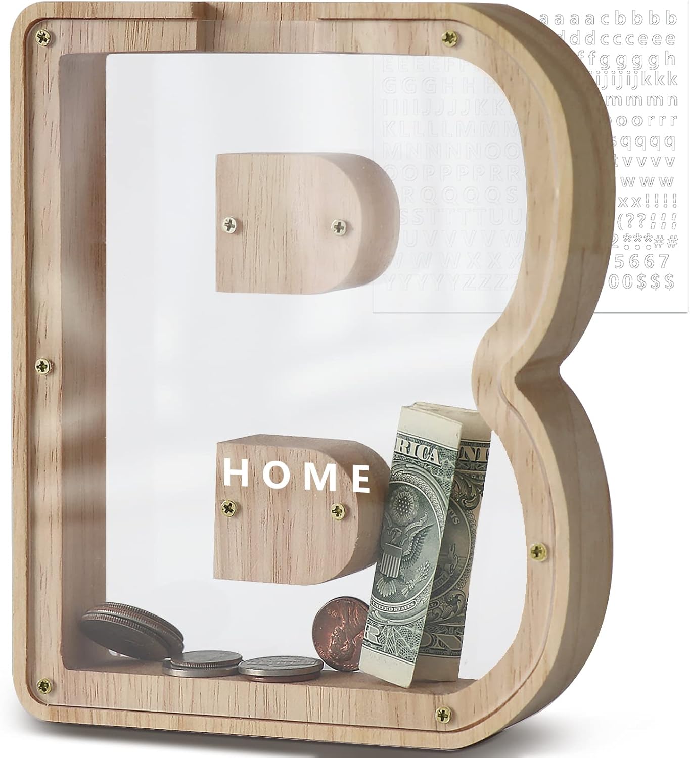 DBPBToU Money Box for Kids Piggy Bank, Personalised Wooden Letter Money ...