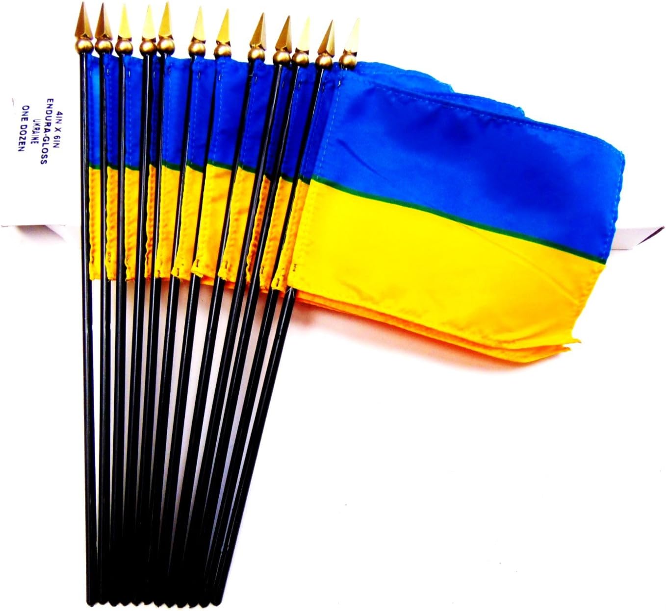 Amazon.com: 12 Ukraine Desk Flags 4x6 Inch American Made Miniature ...