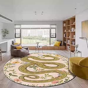 Amazon.com: Tropeki Round Snake Bedroom Rugs 5ft Circular Green Gothic ...