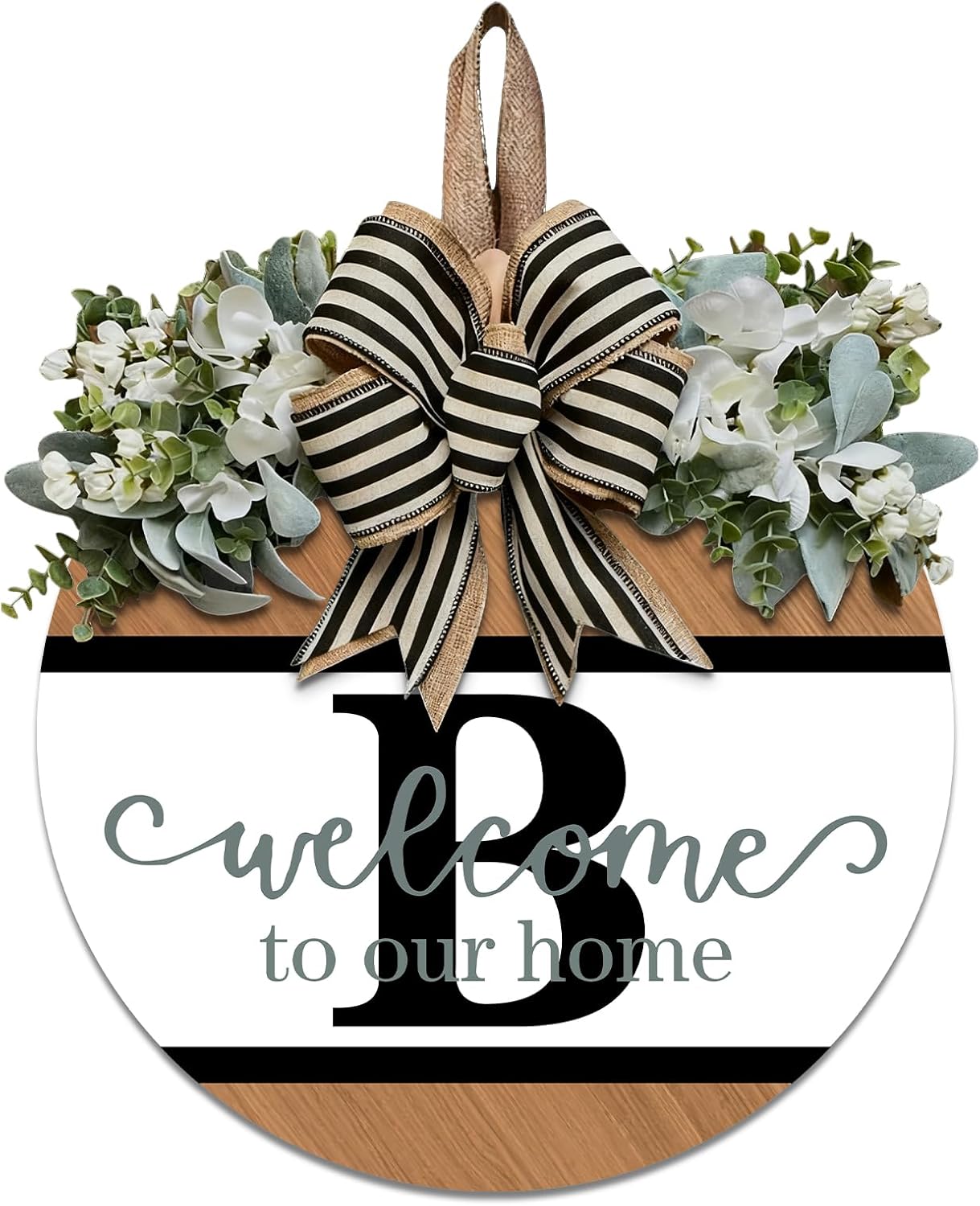 Amazon.com: Last Name Round Front Door Wreath Decor for All Seasons, 26 ...
