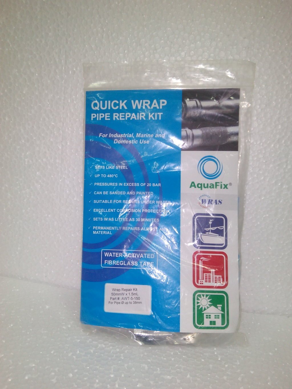 Quick Wrap AWT-5-150, 50mm wide x 1.5m long tape + 14g putty, 1 No ...