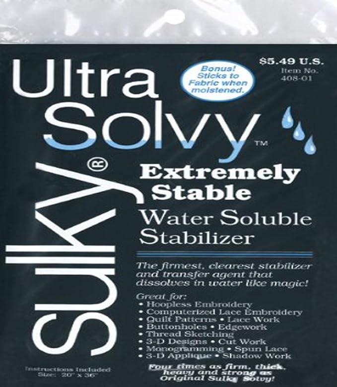 Sulky Ultra Solvy Water-Soluble Stabilizer-19.5" X36, 19.5"X36 ...