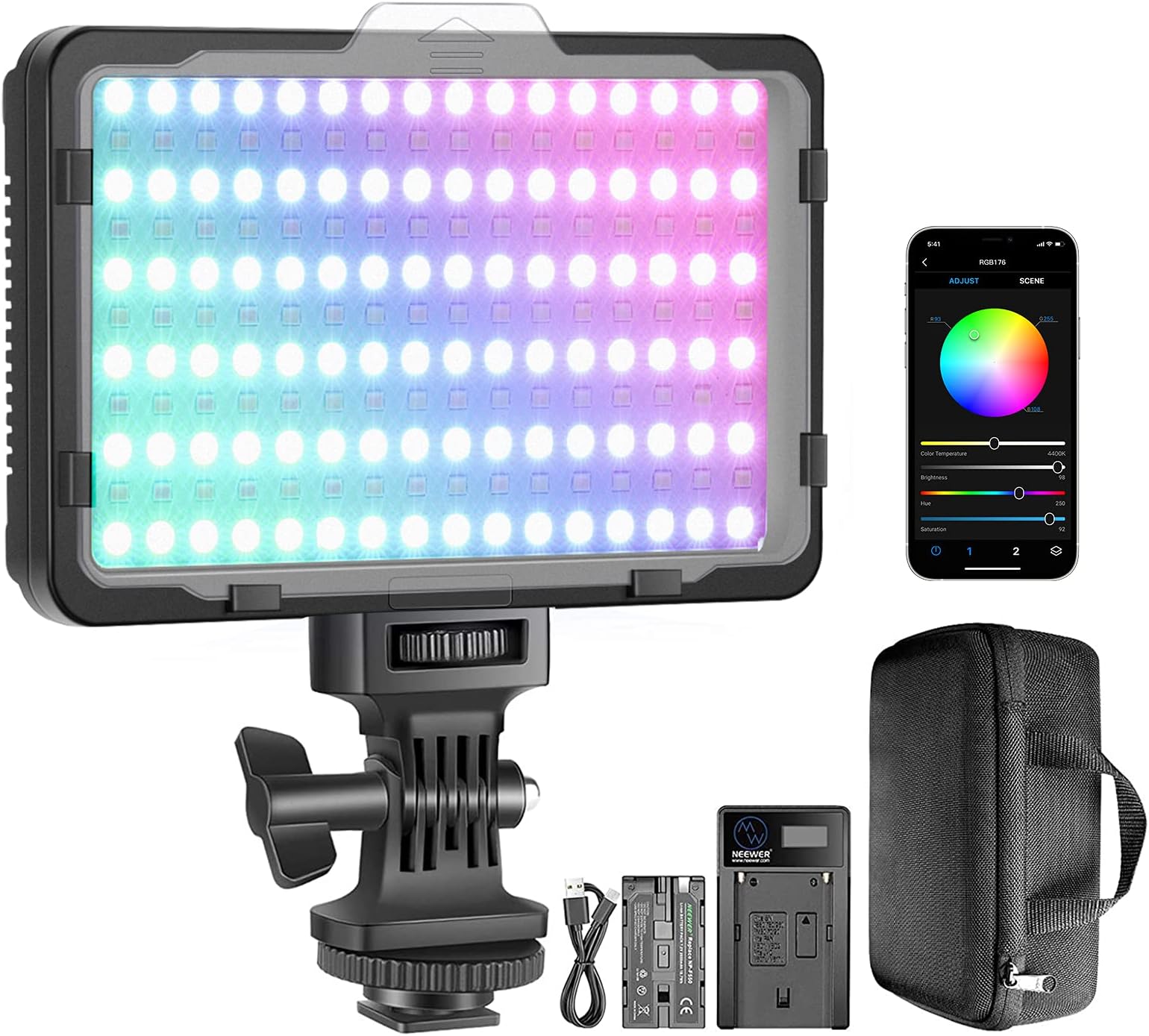 Amazon.com : Neewer RGB Video Light with APP Control, 360° Full Color ...