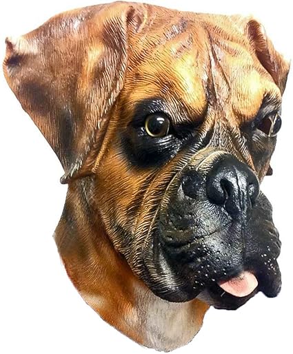 Amazon.com: Realistic Boxer Dog Mask Latex Animal Dog Mask Halloween ...