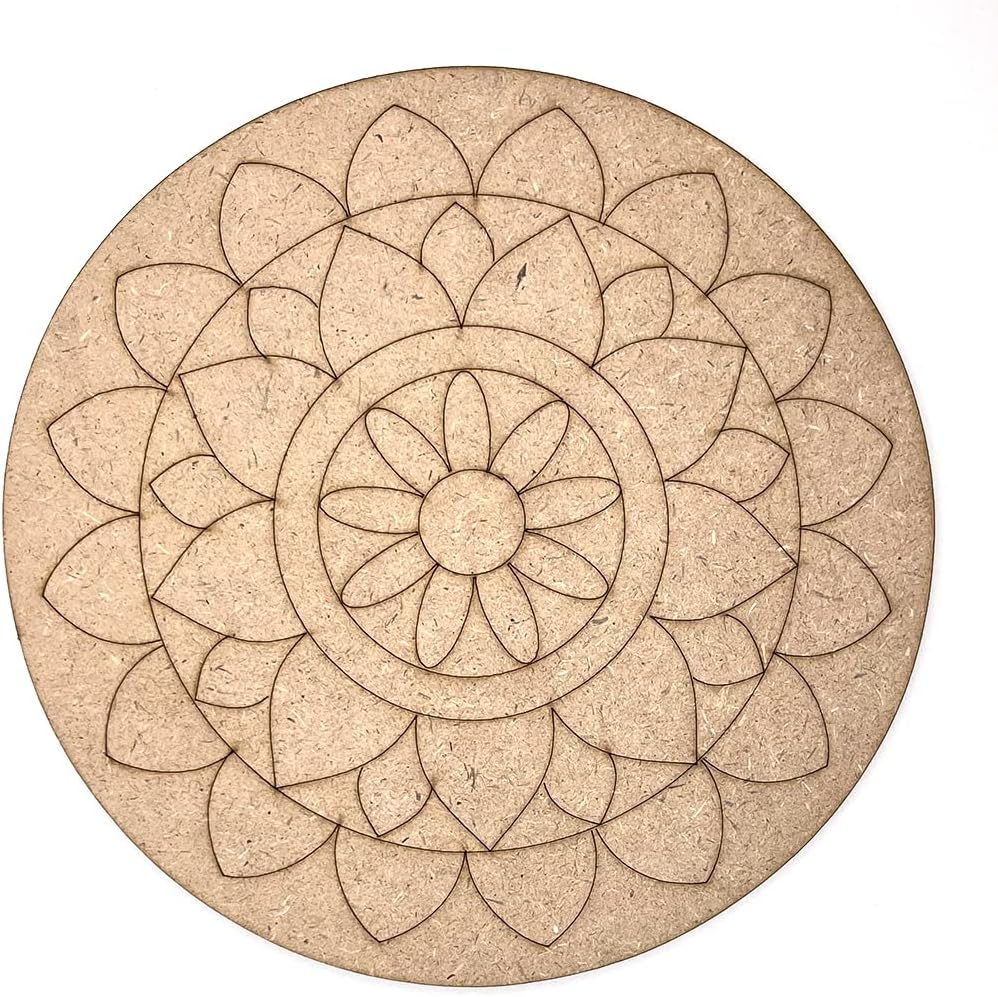 WOODENLAB- Engraved Mandala Mdf Base For Diy | 12 Inches Set Of 2 [4Mm ...