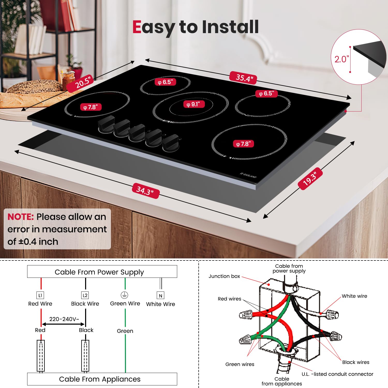Snapklik.com : GASLAND Electric Cooktop 36 Inch, 8200W Drop-in Radiant ...