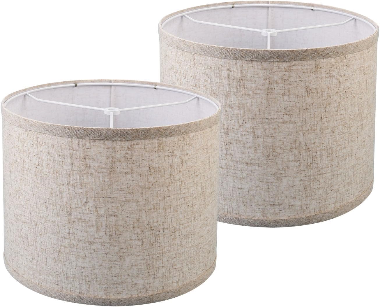 GABORI Medium White Lamp Shades Set of 2, Large Drum Lampshades for ...