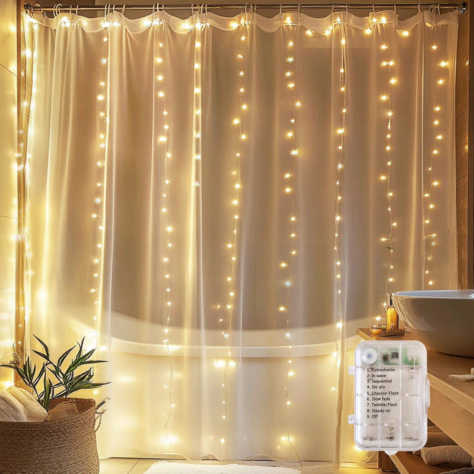 Amazon.com: HOLITS Fairy Lights for Shower Curtains, Waterproof String ...