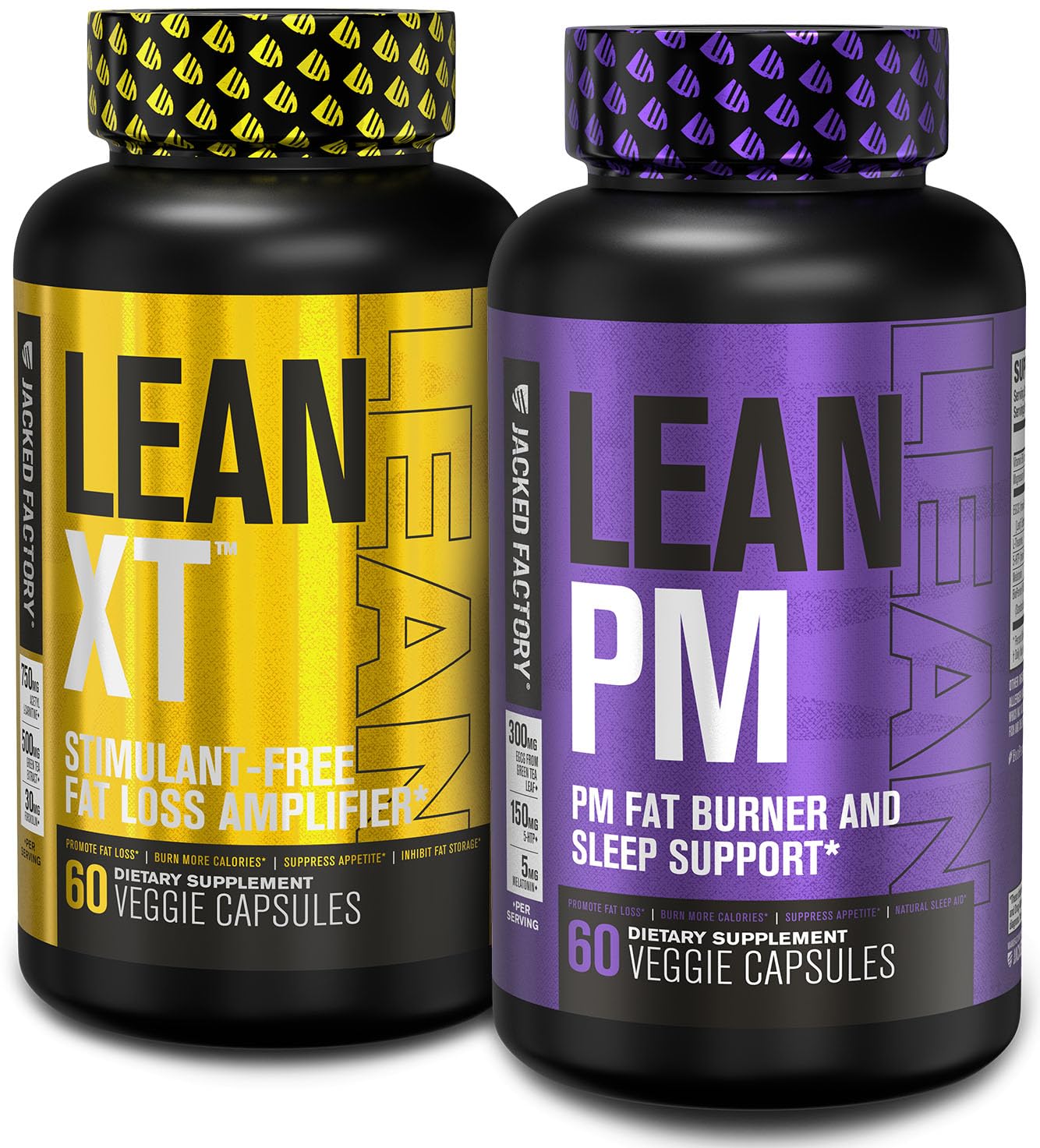 Amazon.com: Jacked Factory Non-Stim AM/PM Weight Loss Bundle | Lean XT ...