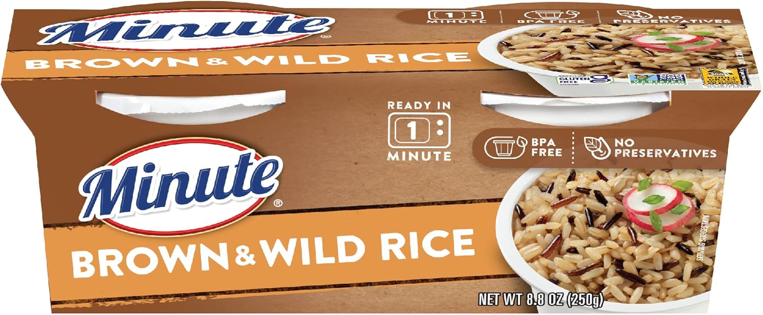 Minute Ready to Serve Brown and Wild Rice, Microwavable Rice Cups, Two 4.4-Ounce Cups, Pack of 8 ...