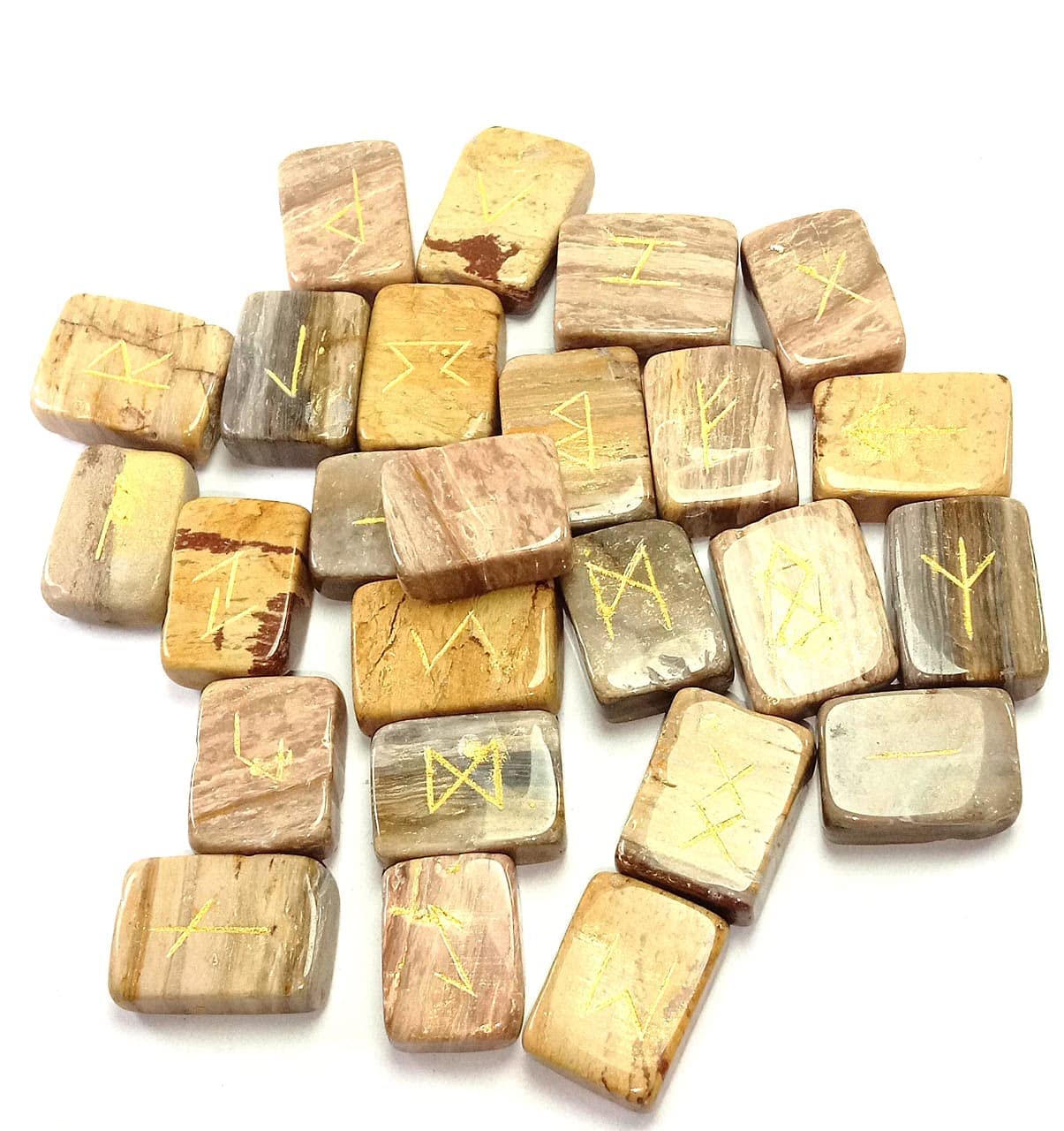 Picture Jasper Cube Rune Set Symbols Gemstone Healing Crystal Runes 25 ...