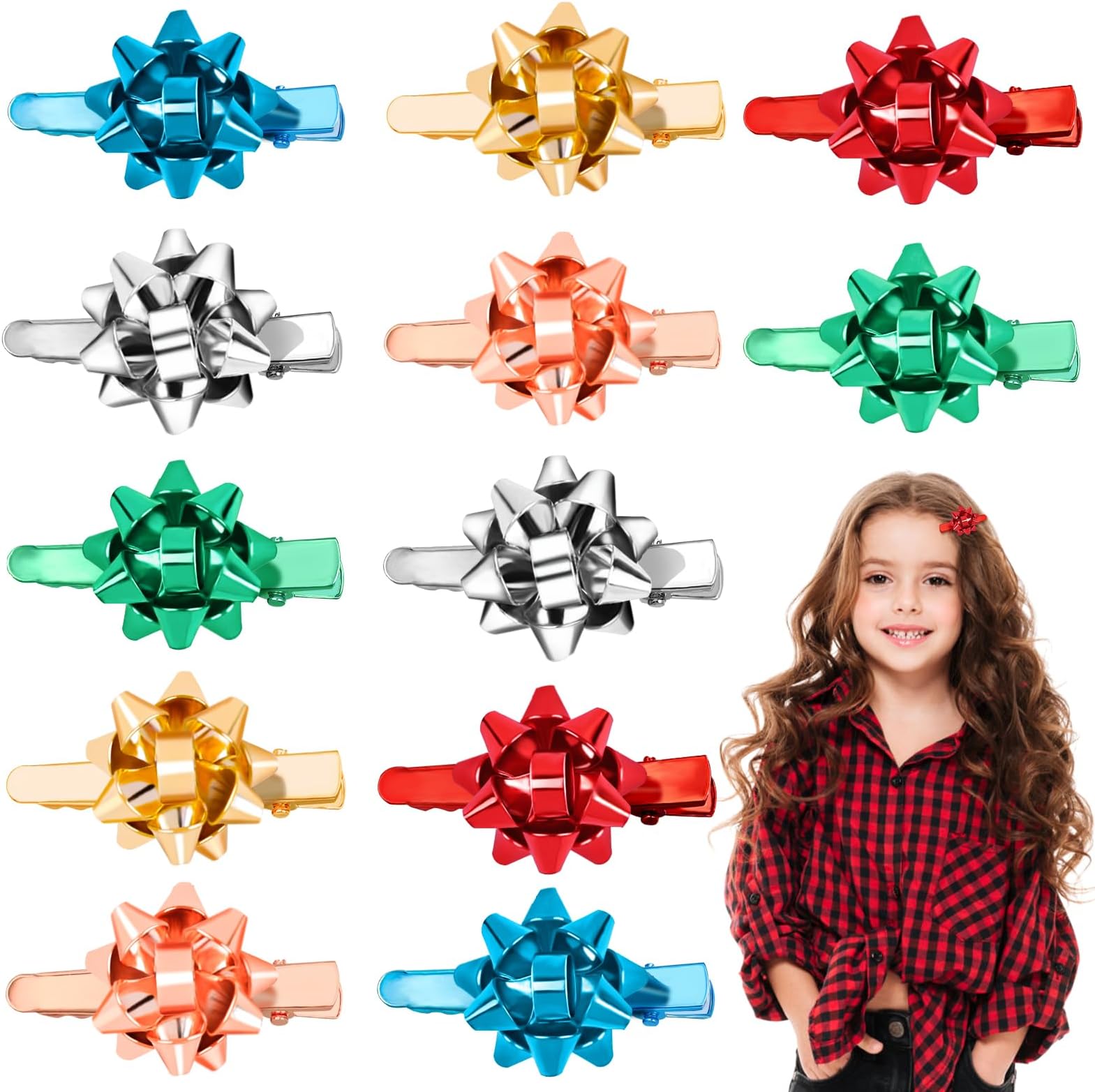 Amazon.com : 18 Pieces Christmas Hair Clips Lovely Christmas Barrettes ...
