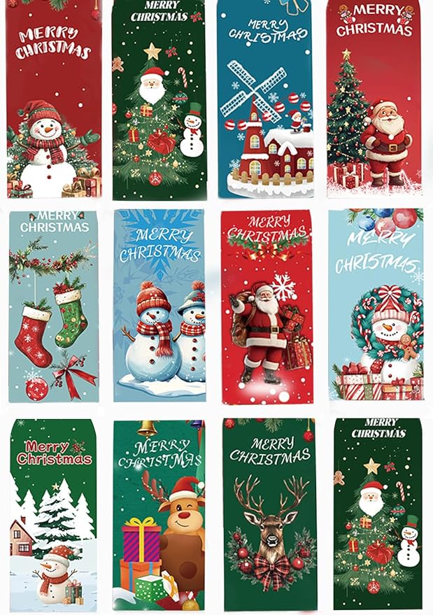 Posoto 12 Pcs Christmas Money Wallets and Envelopes Set–Christmas Gift ...