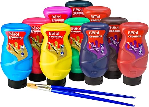 Berol Cromar Metallic Water colour paints 10x 500ml bottles : Amazon.co ...