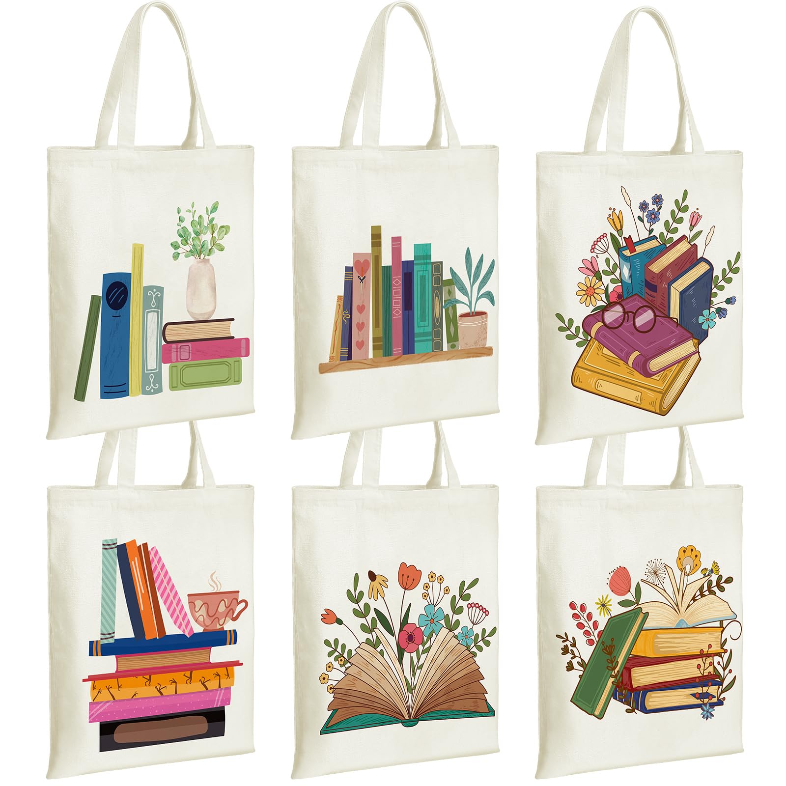 Amazon.com: Silkfly 6 Pcs Book Club Gifts Canvas Book Totes Bags bulk ...