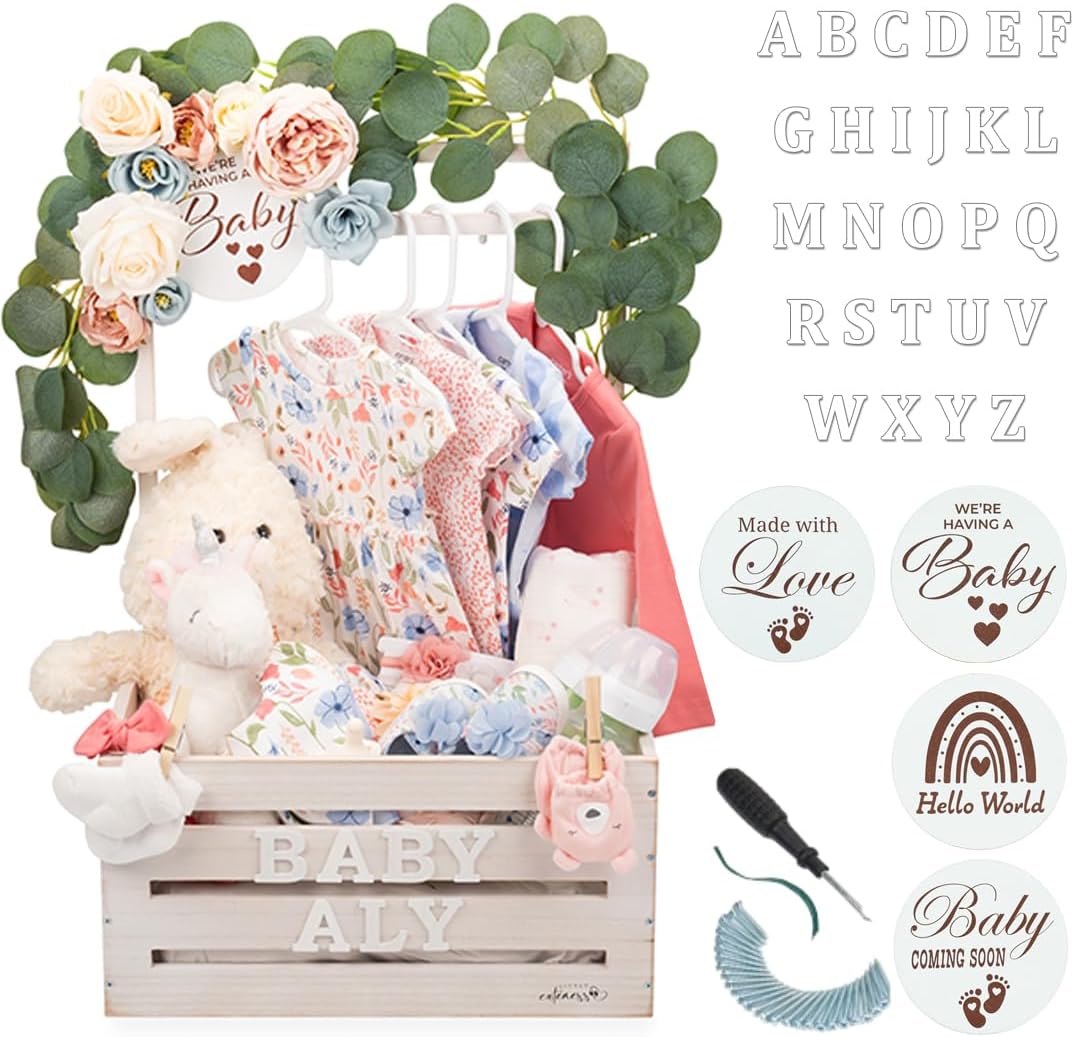 Amazon.com : Wooden Baby Shower Crate Closet with Wheels & Higher ...