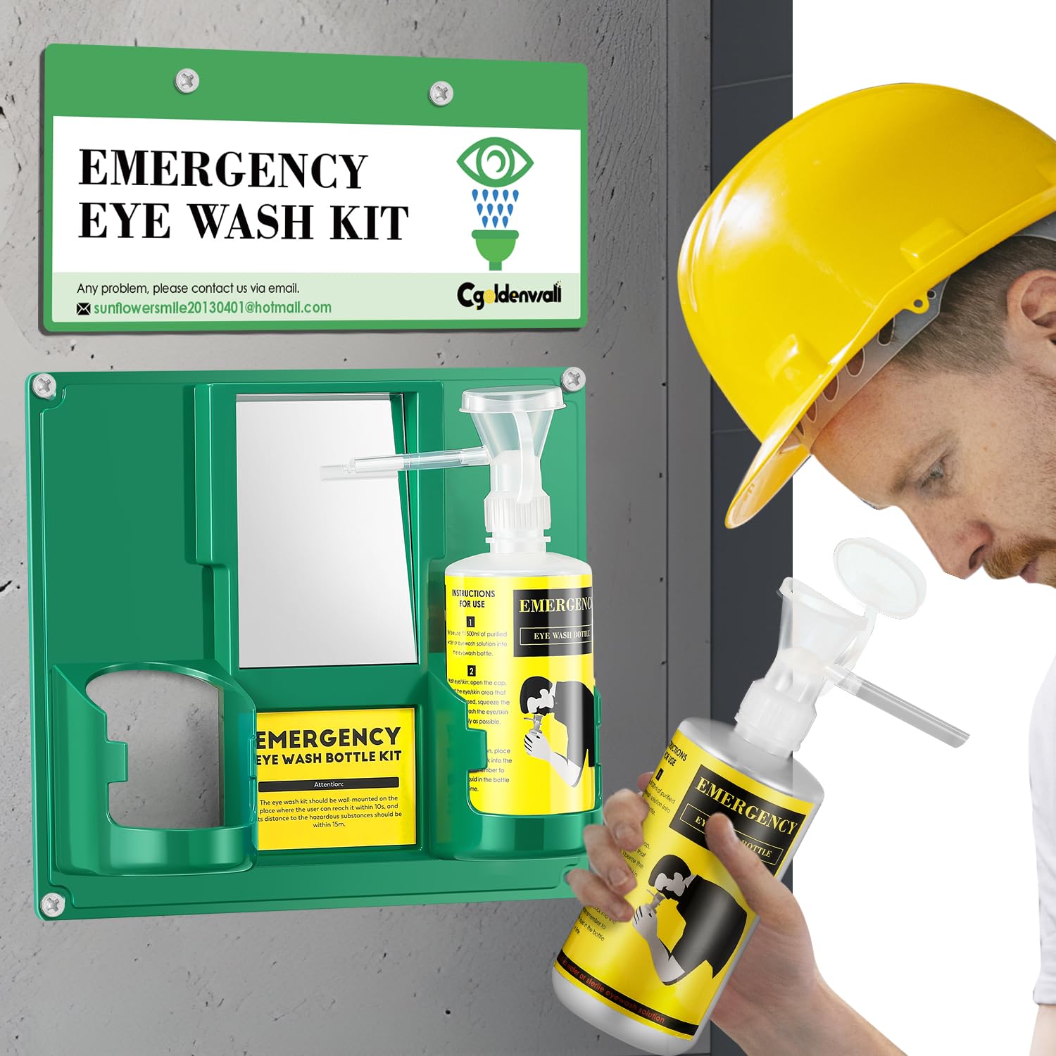 CGOLDENWALL Upgraded Portable Eye Wash Station OSHA Approved Emergency Eye Wash Kit, Sturdier ...