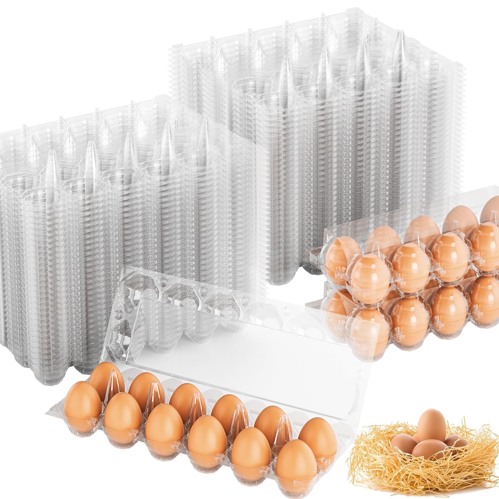 Amazon.com: Egg Cartons Cheap Bulk 100 Pack, 1 Dozen Plastic Egg Carton ...