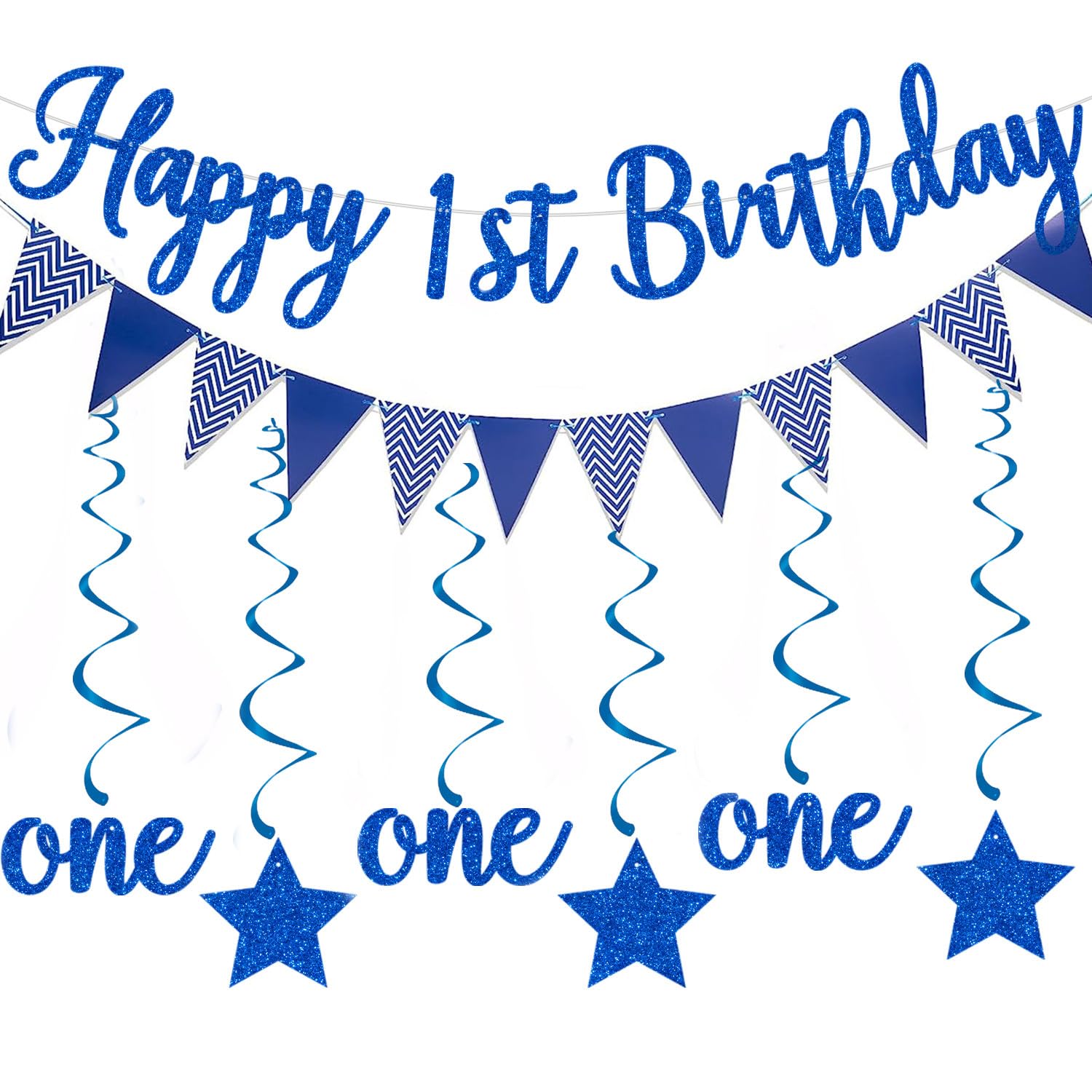 Elicola Boys 1st Birthday Banners - Blue Happy 1st Birthday Banner ...