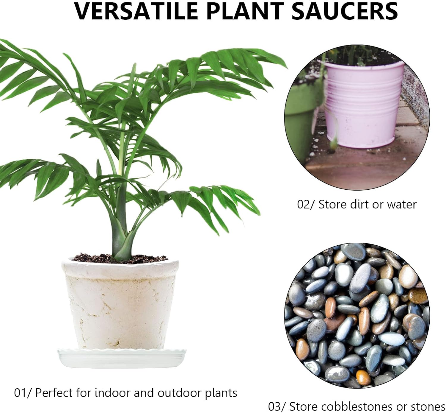 ECOESPTI Platillo para plantas, paquete de 7 bandejas de plástico ...