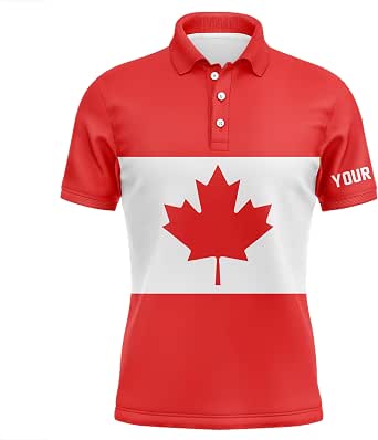 Amazon.com: Tazapay Mens Golf Polo Shirts Canadian Flag Patriotic ...