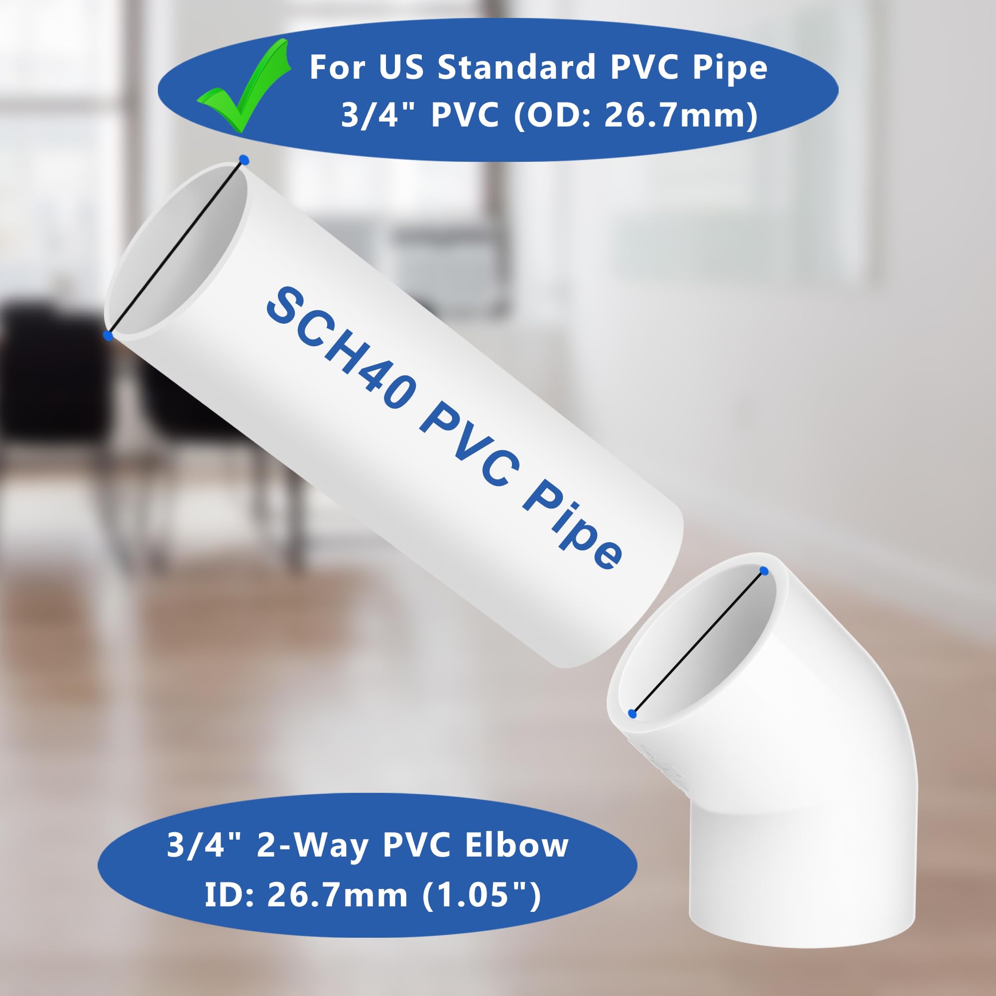 Buy 3/4 Inch PVC Fittings Elbow 45 Degree 2-Way 14-Pack, PVC Pipe ...