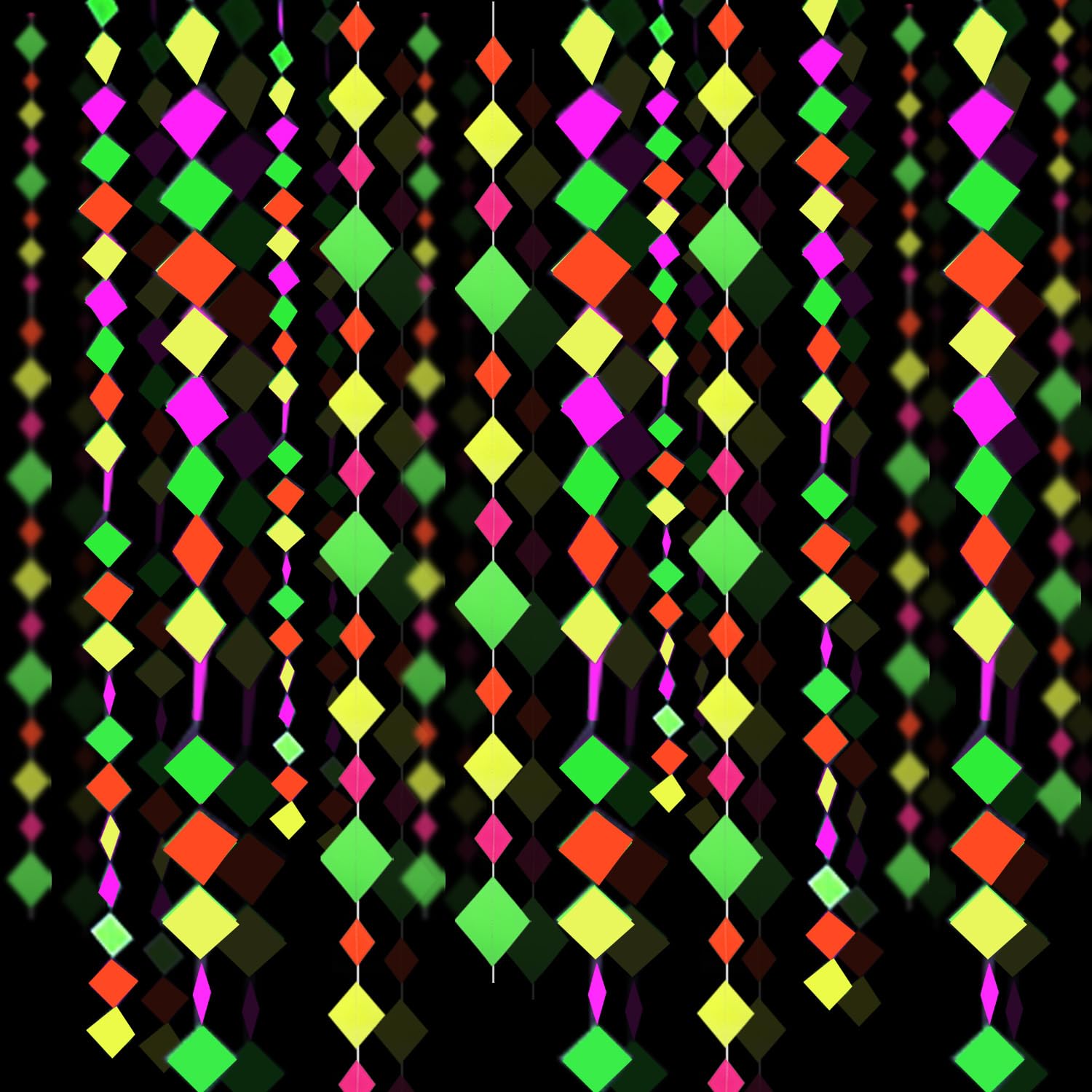 Amazon.com: 108feet Neon Streamers Glow Garland Glow in The Dark Block ...