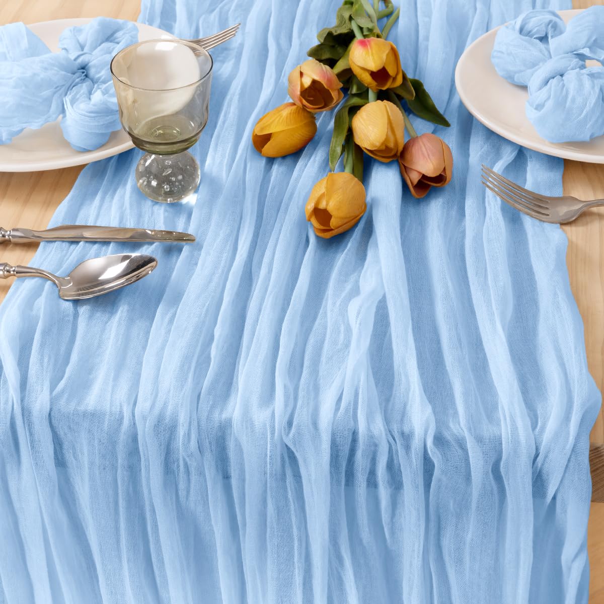Amazon.com: MLMC Cheesecloth Table Runner 10ft Baby Blue Baby Shower ...