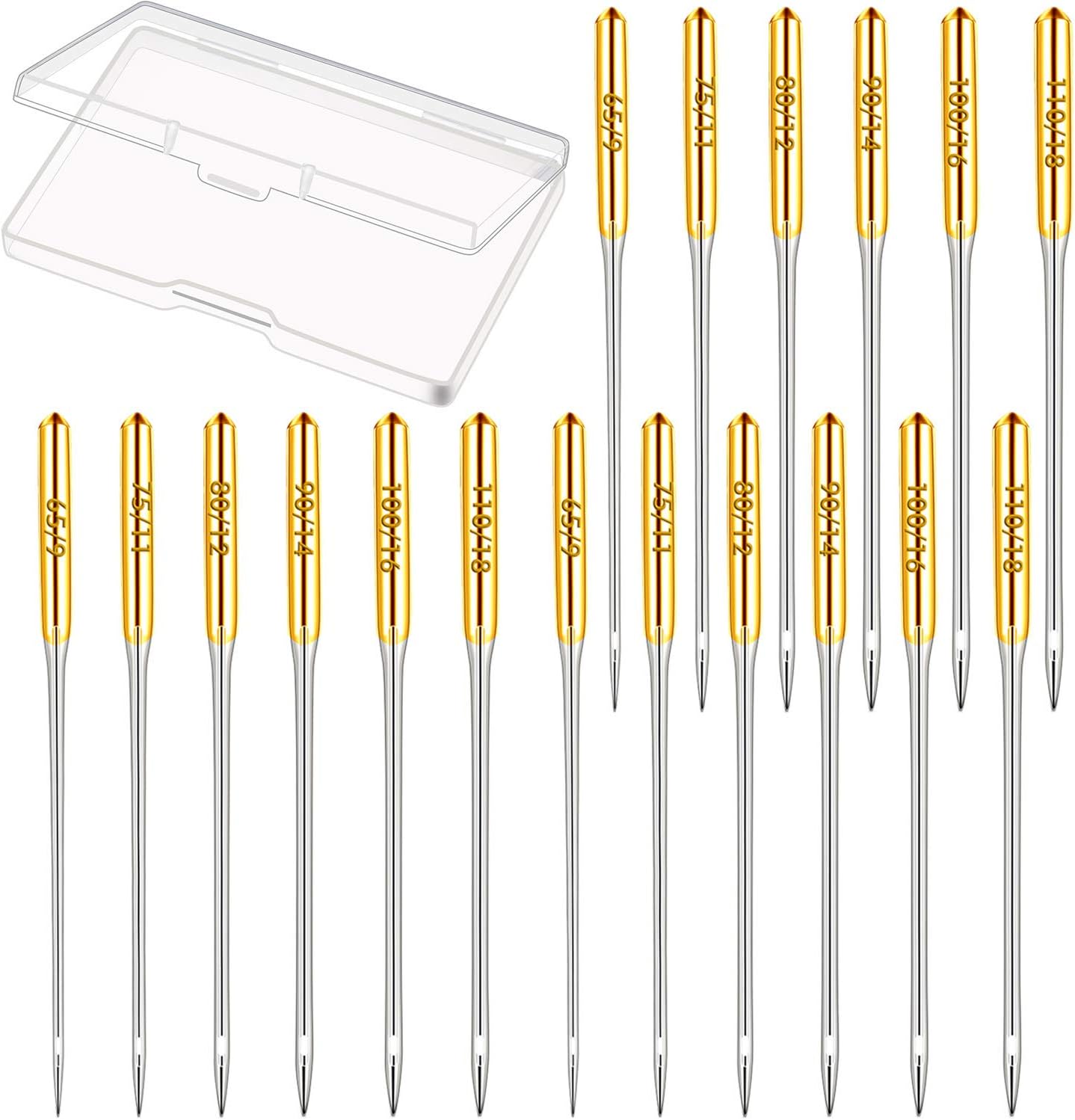 Amazon.com: WILLBOND Gold Sewing Machine Needles Pointed Sewing Needles ...