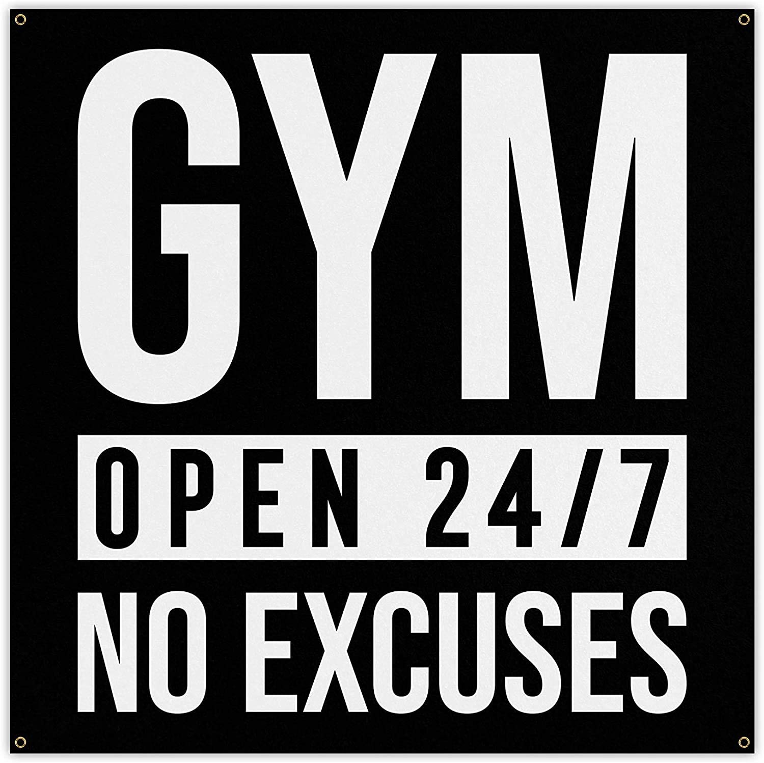 Amazon.com: Gym Open 24/7 Banner - Home Gym Decor - Large Wall Art ...
