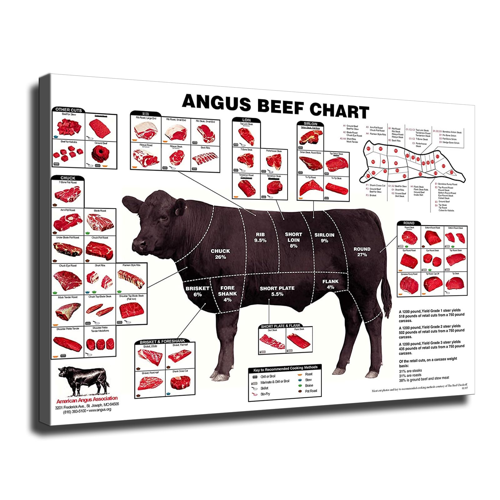 Amazon.com: Food Wall Art of Beef Cuts Division Chart Meat Art Poster ...