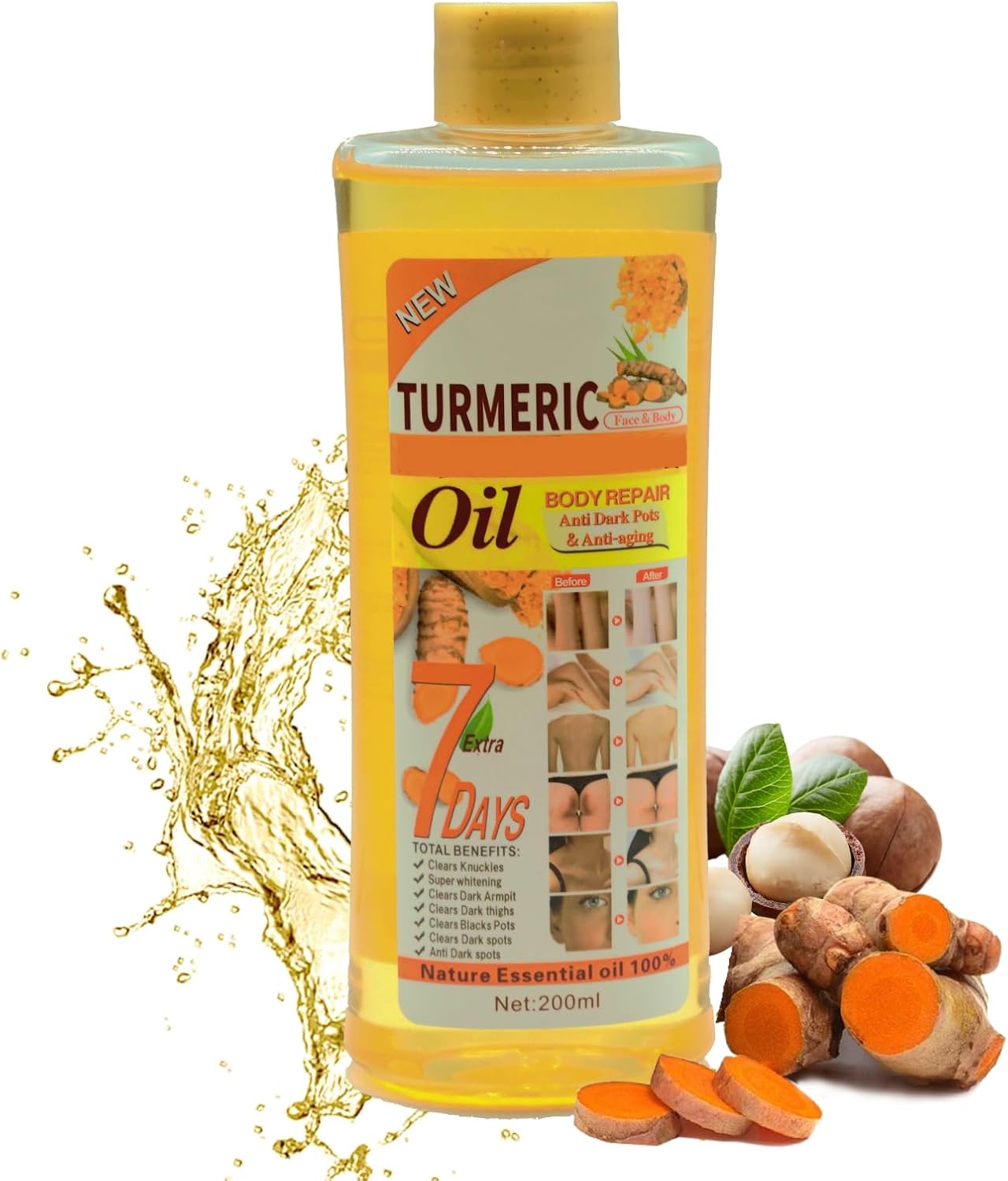 200ML Turmeric Oil for Arthritis & Pain Relief, Turmeric Massage Oil ...