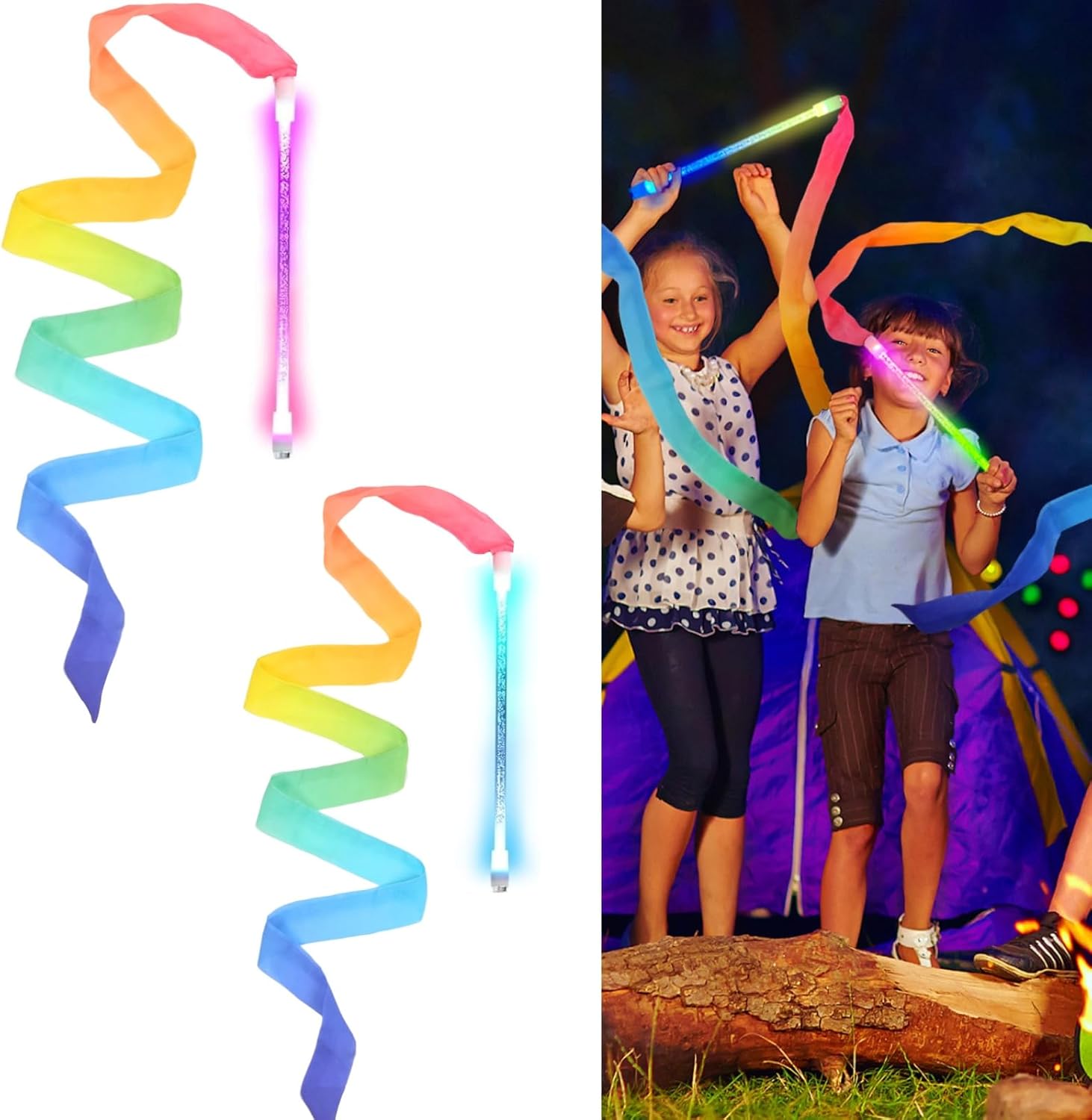 Amazon.com: Ofiray-home 2 Pack Silk Rainbow Streamer with LED Lights ...