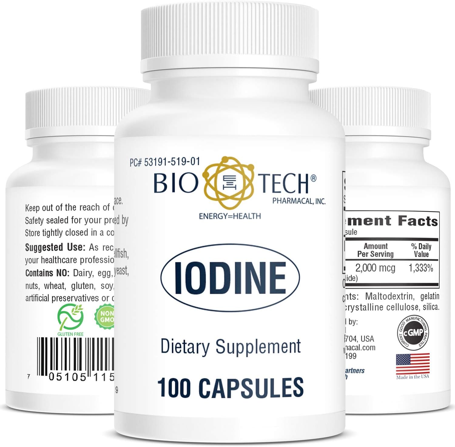Amazon.com: BioTE Medical - Iodine PLUS 12.5 mg, 180 Veggie Caps ...