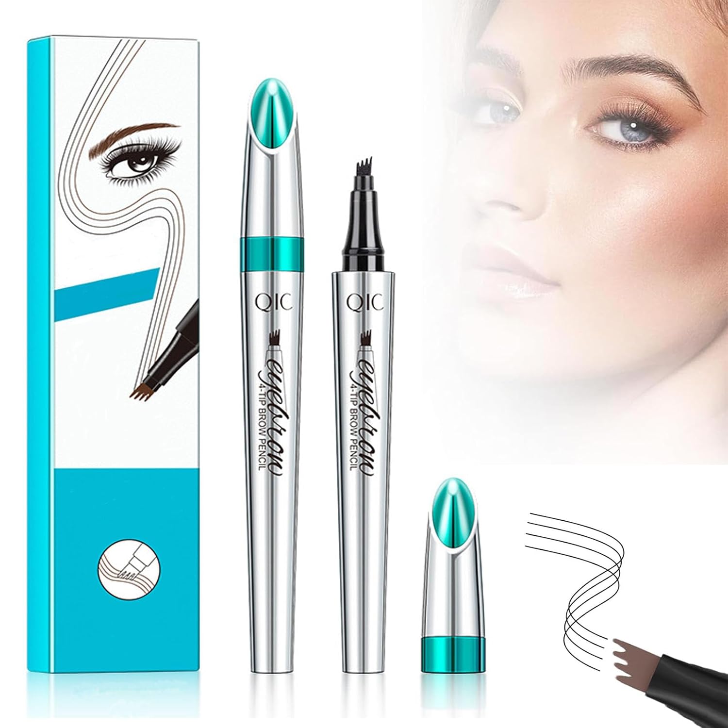 Amazon.com : 2 PCS Microblading Eyebrow Pen, 4-Tipped Precise Brow Pen ...