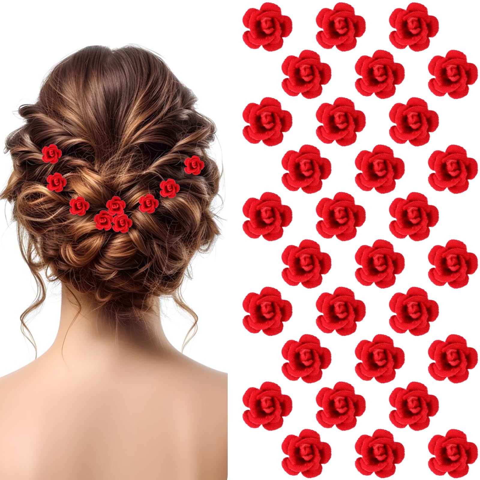 Amazon.com : 30 PCS Small Rose Flower Hair Clips Tiny Mini Hair Clips ...