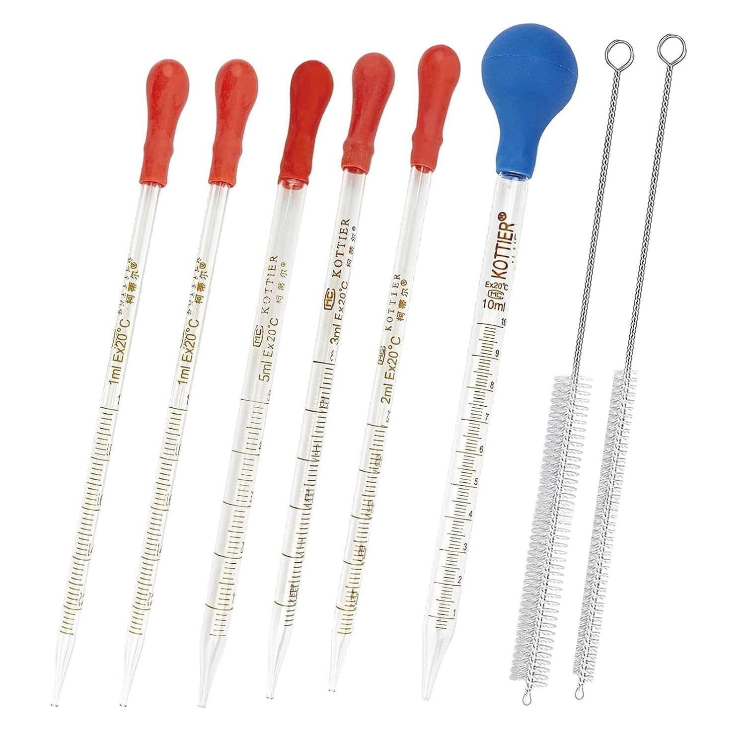 8pcs Pipette, Pipette Dropper, 1ml 2ml 3ml 5ml 10ml Glass Pipette, with ...