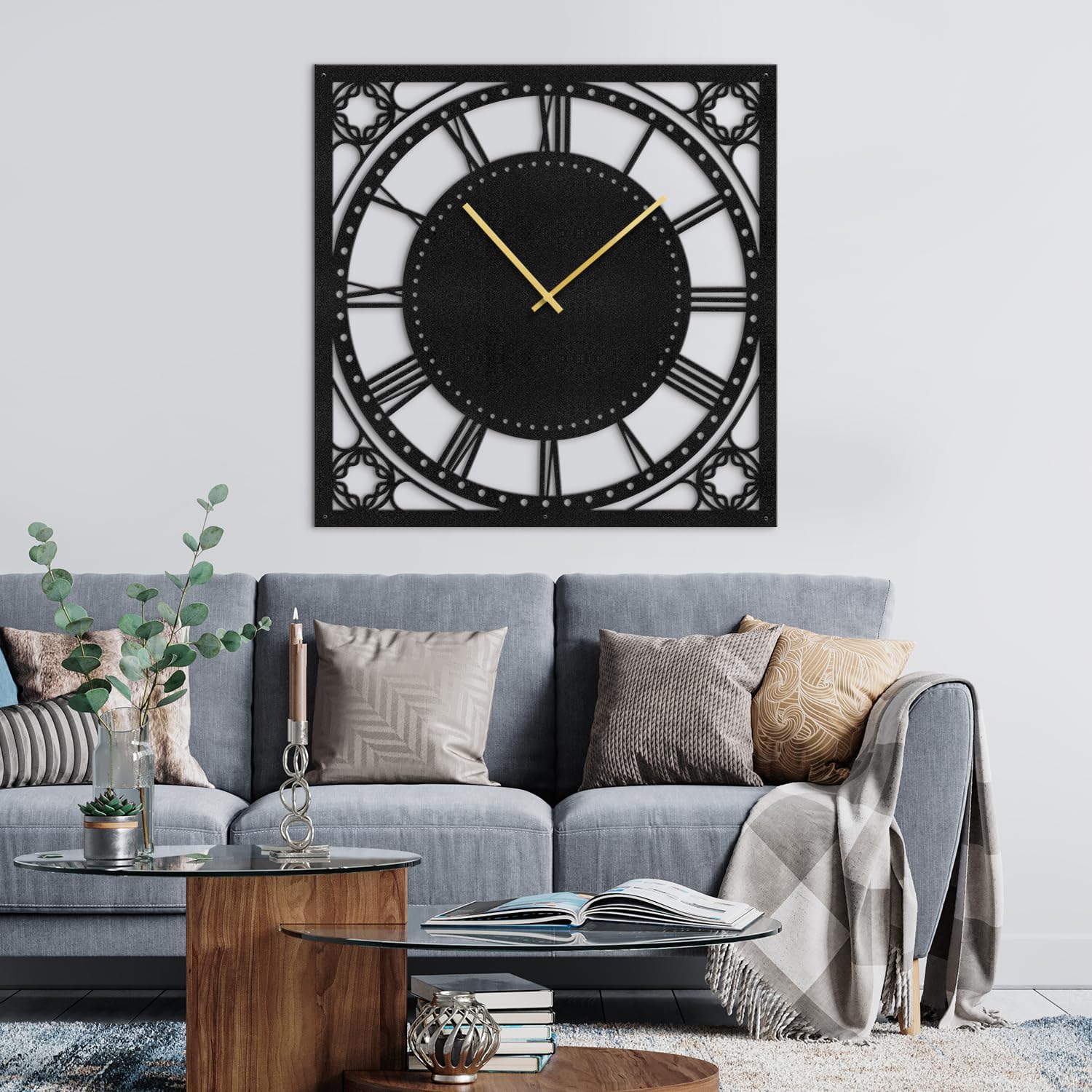 Amazon.com: SIGNLEADER Metal Wall Clock Decor Wall Art Silent Battery ...