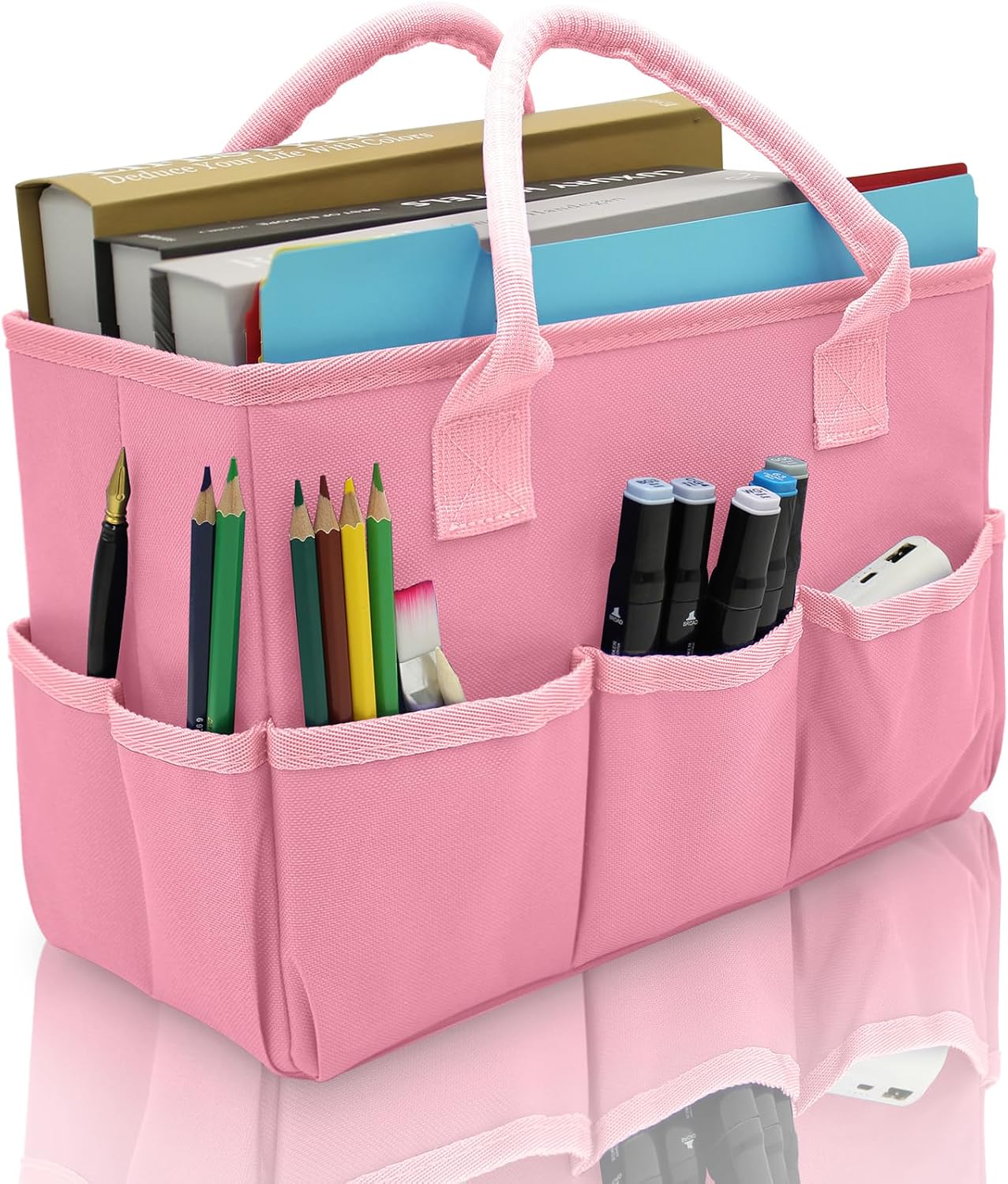 Amazon.com: Cupohus Art Organizer Craft Storage Tote Bag with Pockets ...
