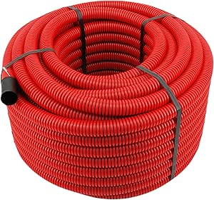 Unterirdisches Wellrohr M32 mm | Leerrohr Elektrorohr Erdwellrohr Rot | 5m 10m 25m 50m (50 METER ...