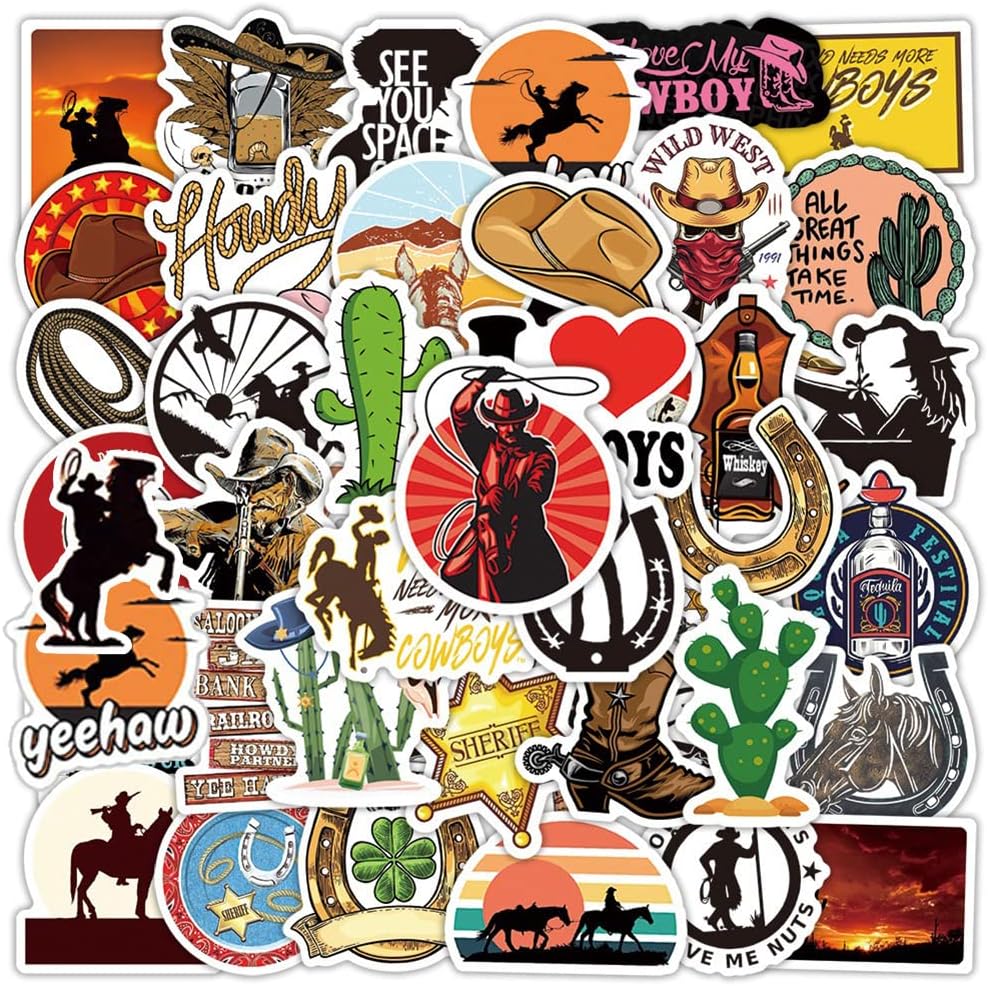 Amazon.com: Pink Glitter Cowgirl Hat Sticker Vinyl Waterproof Sticker ...