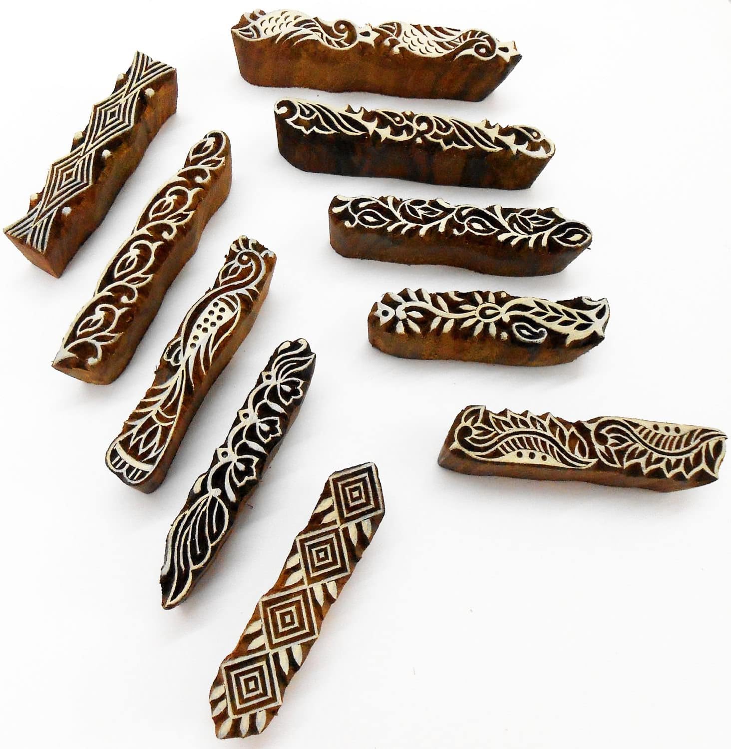 Amazon.com: CraftsofIndia® Border Pattern Henna Mehendi Print Wooden ...