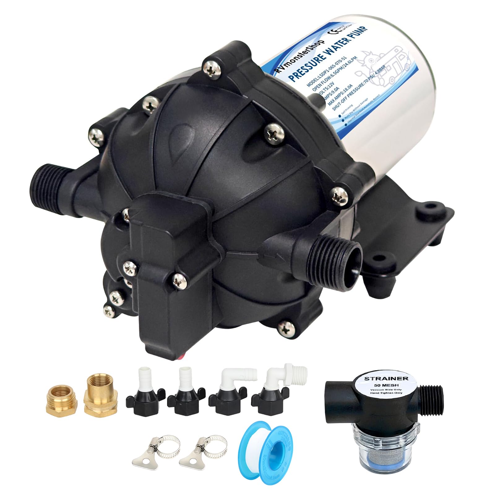 Snapklik.com : 12V Water Pressure Diaphragm Pump 5-Chamber, 65GPM/70PSI ...