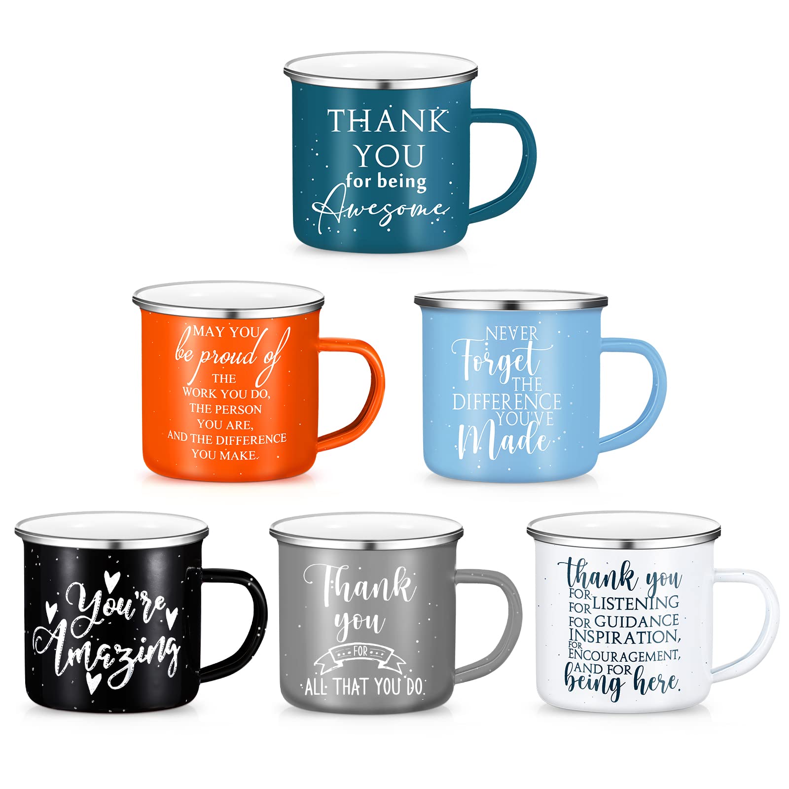 Amazon.com: Sieral 6 Pcs Thank You Gifts 12 oz Enamel Mug with Handle ...