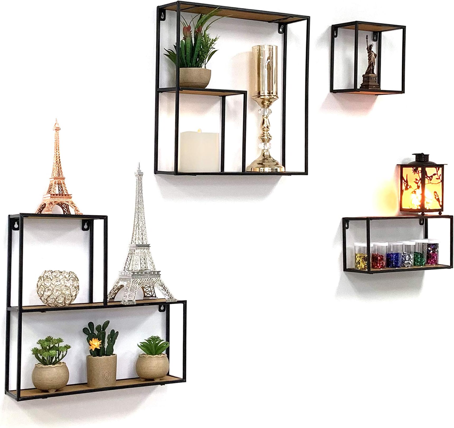 Amazon.com: allgala 4-PC Set Wall Mount Creativity Black Metal Frame ...
