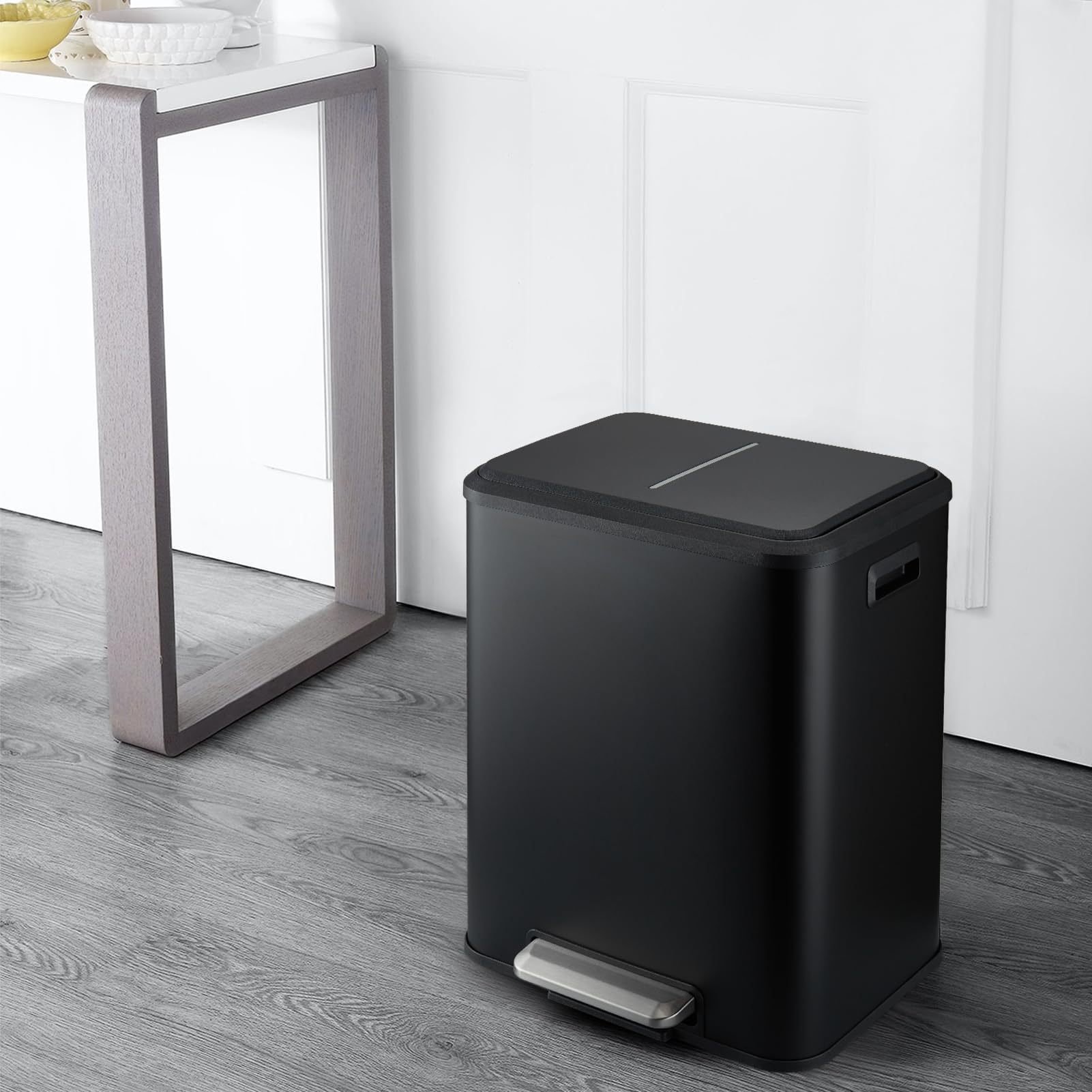Amazon.com: Takywep 30L Dual Trash Can, 2 x 4 Gallon Stainless Steel ...