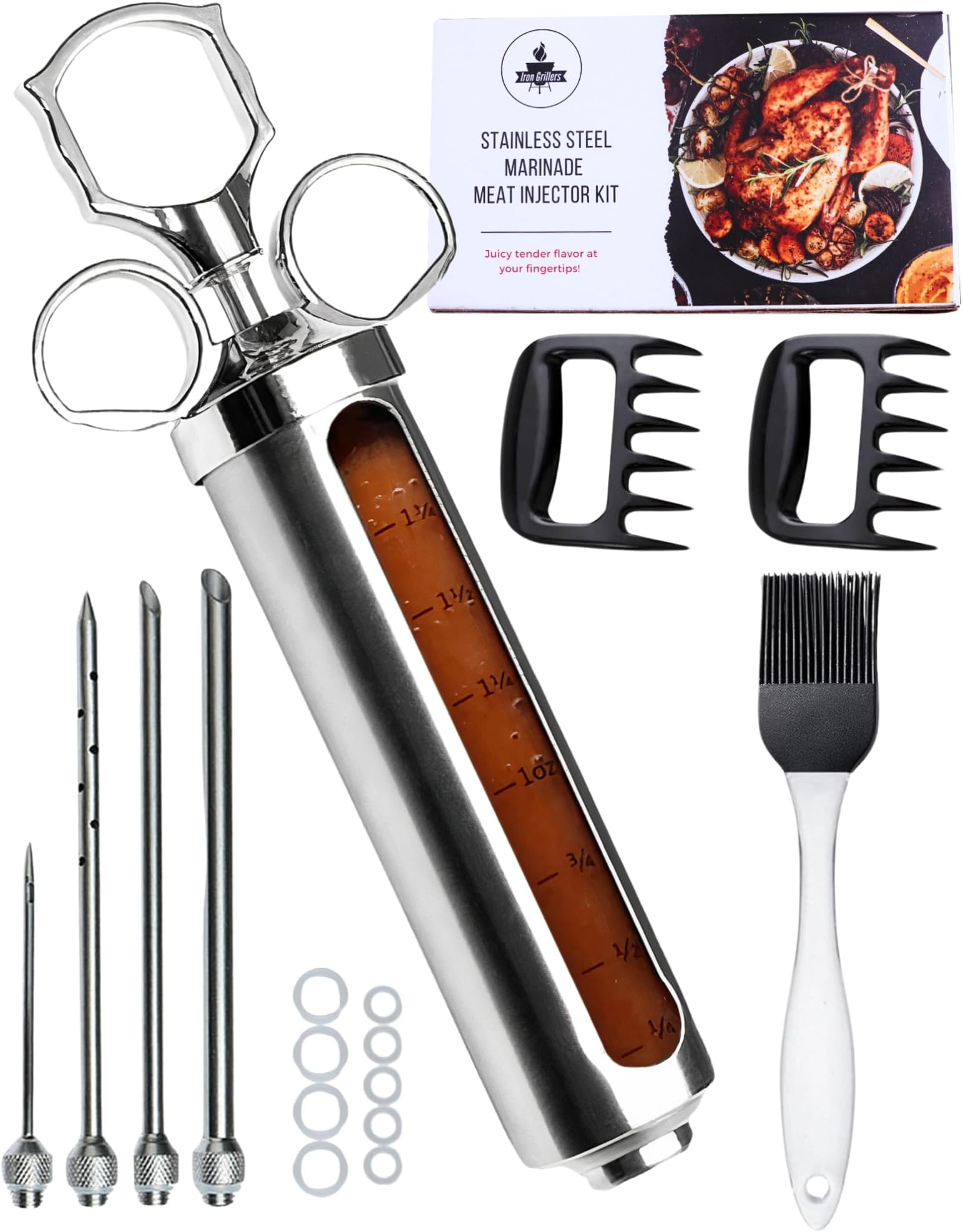 Amazon.com: Meat Injector Marinade Gun Stainless Steel Outdoor Kit ...