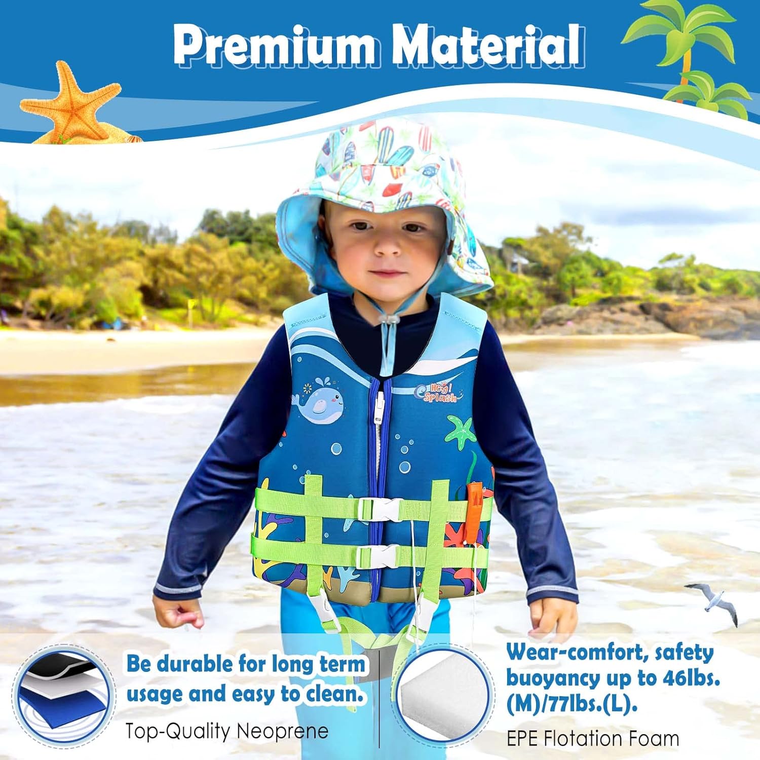 Amazon.com : Heysplash Kids Swim Vest Fit 20-50 lbs &Kids Swimming ...