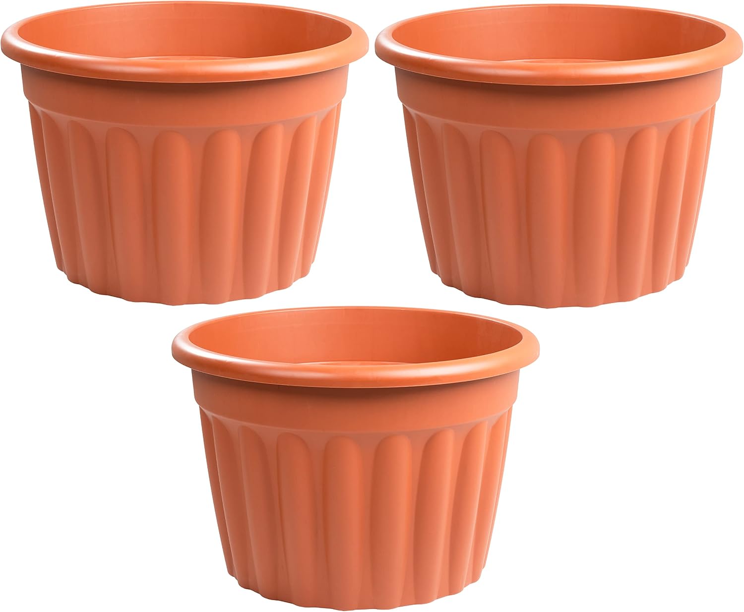 (60cm, 69L, Pack of 3) Extra Large Terracotta Traditional Round Plastic ...